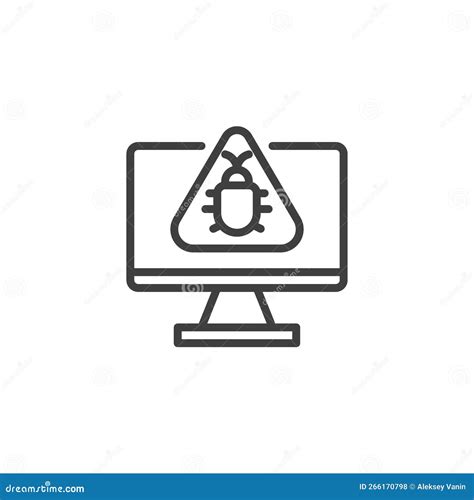 Computer Bug Line Icon Stock Vector Illustration Of Design 266170798
