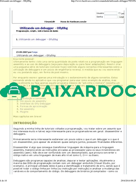 utilizando um debugger ollydbg pdf