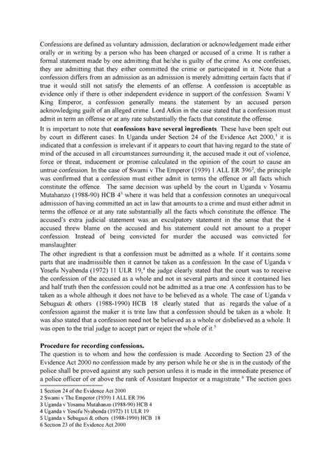 Confessions Coursework Confessions Are Defined As Voluntary
