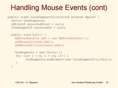 Handling Mouse Events Cont