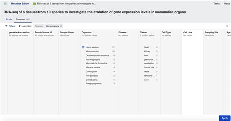 Metadata Editor — Genestack User Tutorials 10 Documentation