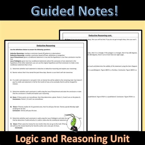 Deductive Reasoning Geometry Guided Notes For Logic And Reasoning Unit Made By Teachers