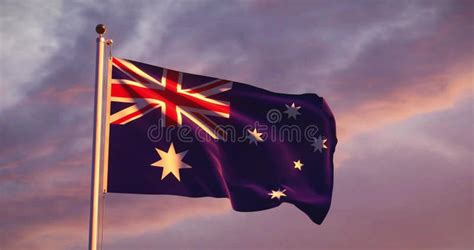 4k Render Australia Flag Video Waving In Wind Australia Flag Wave Loop Waving In Stock Video