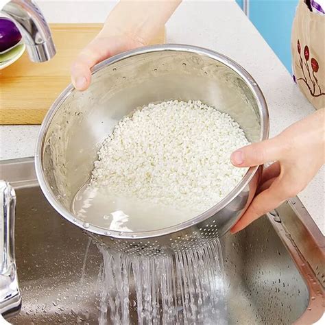 Nettoyant Laveuse Joyce Chen Stainless Steel Rice Washer 95 Inch Rice Strainer Bowl And