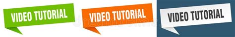 video tutorial banner video tutorial speech bubble label set stock