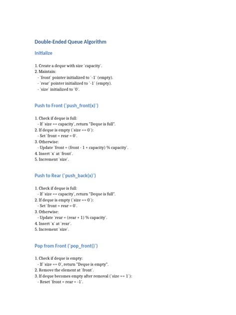 Double Ended Queue Algorithm Pdf Computer Programming Algorithms