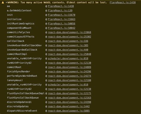 Too Many Active WebGL Contexts Issue D Inc Flare React GitHub