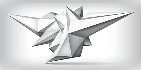 볼륨 기하학적 모양 3d 공중 부양 크리스탈 창조적인 낮은 다각형 개체 벡터 디자인 양식 0명에 대한 스톡 벡터 아트 및 기타 이미지 Istock