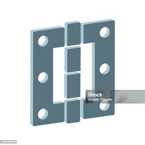 문 경첩 아이콘입니다 등각 투영 및 3d 뷰를 표시 합니다 3차원 형태에 대한 스톡 벡터 아트 및 기타 이미지 3차원 형태