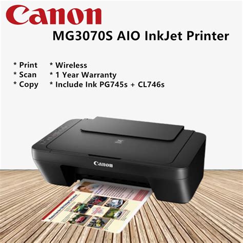 Canon Pixma Mg3070s All In One Printer Wireless Printscancopywifi