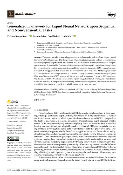 Pdf Generalized Framework For Liquid Neural Network Upon Sequential