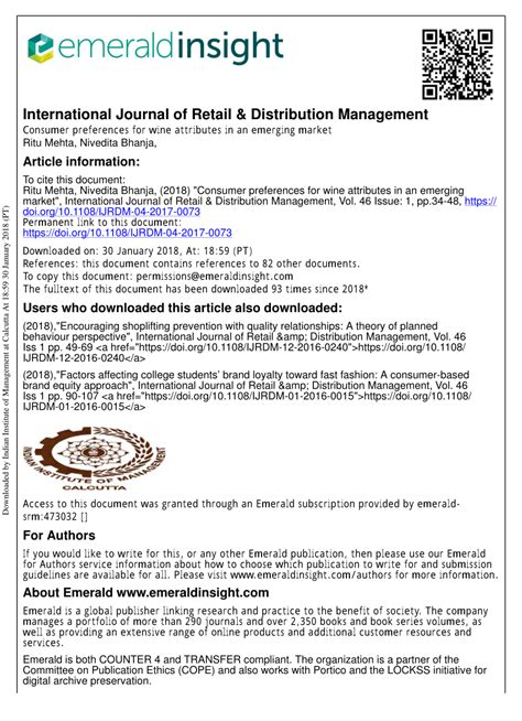 Pdf Consumer Preferences For Wine Attributes In An Emerging Market