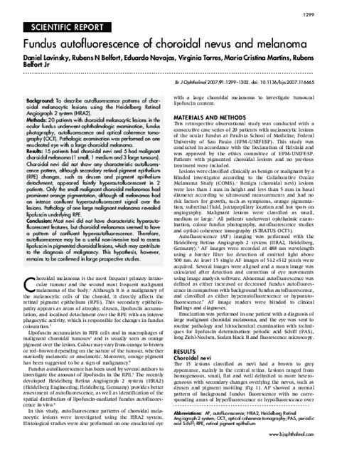 Pdf Fundus Autofluorescence Of Choroidal Nevus And Melanoma
