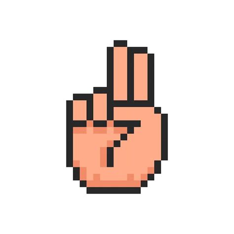 Premium Vector Pixel Hand Hand Shows Two Fingers Up