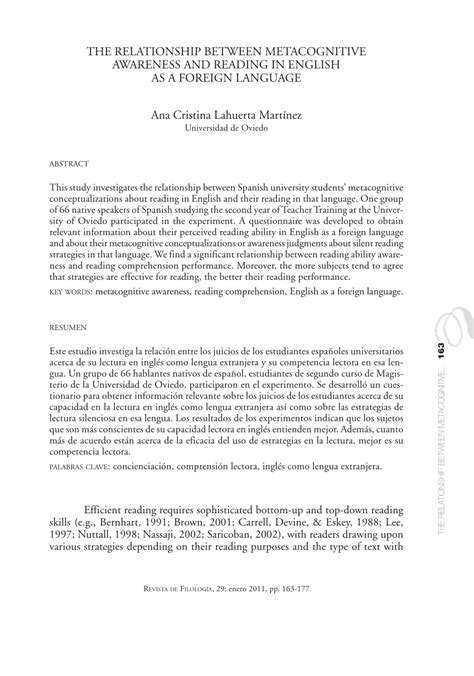 PDF The Relationship Between Metacognitive Awareness And Reading In English As A Foreign Language
