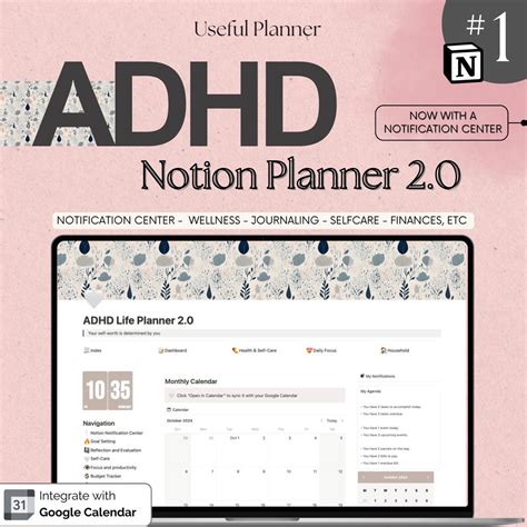 Adhd Notion Planner Adhd Notion Life Template All In One Notion