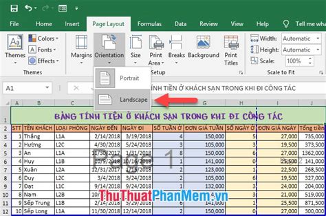 Cách xoay ngang trang giấy trong Excel