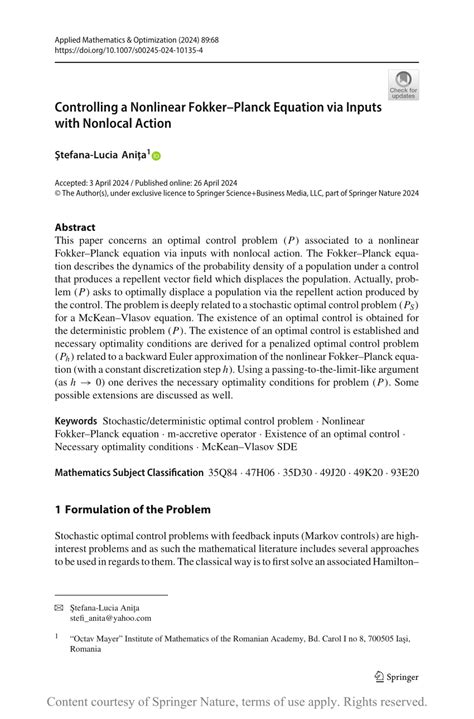 Controlling A Nonlinear Fokker Planck Equation Via Inputs With Nonlocal