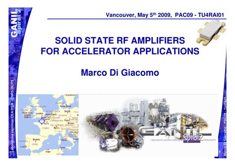 Pdf Solid State Rf Amplifiers For Accelerator Applications