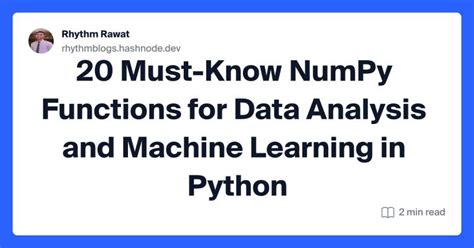 Rhythm Rawat On Linkedin 20 Must Know Numpy Functions For Data