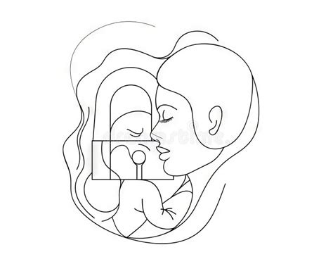 the drawing is continuous one line drawing of a padlock with a key hole