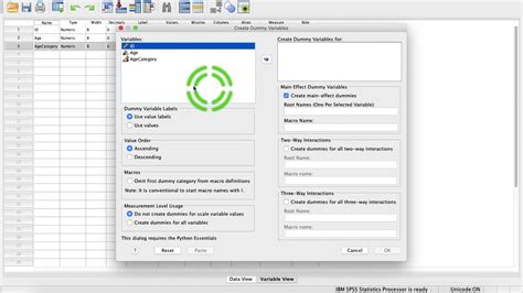 Spss Creating Dummy Variables Using The Spss Wizard Part 1 Youtube