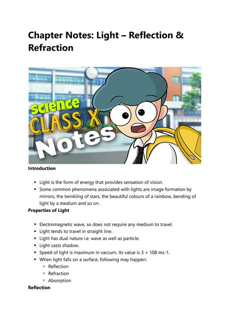 SOLUTION Chapter Notes Light Reflection Refraction Studypool