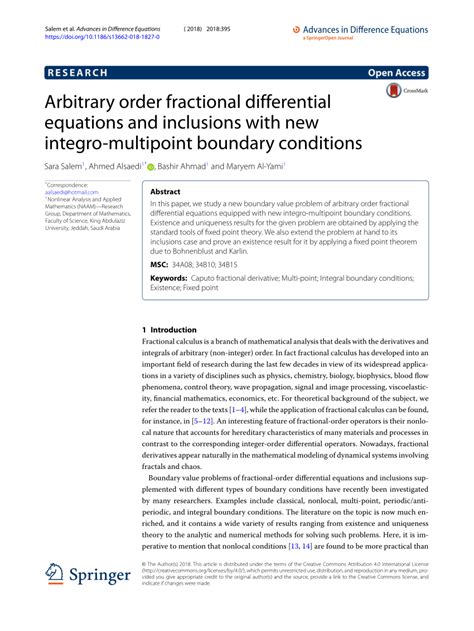 Pdf Arbitrary Order Fractional Differential Equations And Inclusions