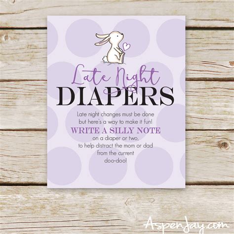 Purple Bunny Late Night Diapers Sign Aspenjay
