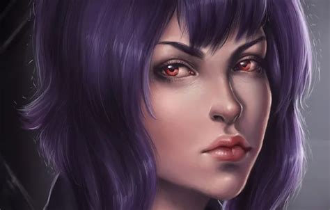 Wallpaper Girl Close Up Portrait Red Eyes Ghost In The Shell Motoc Kusanagi Ghost In The