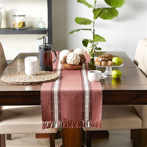 Clay Dobby Striped Fringe Ribbed 72 Table Runner Pier 1