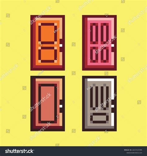 Pixel Art Door Set Colection Stock Vector Royalty Free 2217115795