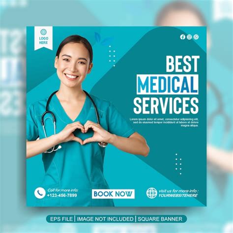 건강 관리 소셜 미디어 게시물 템플릿 프리미엄 벡터