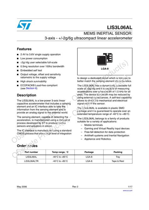 Mems Inertial Sensor 3 Axis 2g6g Ultracompact Linear Accelerometer Docslib