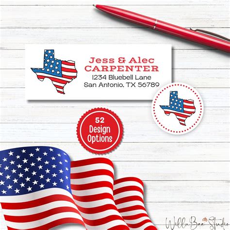 Us Flag State Return Address Mailing Labels And Stickers Us Flag State