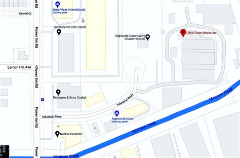 Large Map View Lillys Foam Works Sacramento