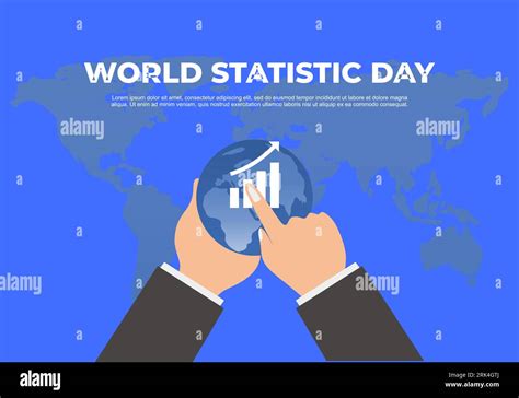 World Statistic Day Background With Hand Hold World Earth Map On Blue Background Stock Vector