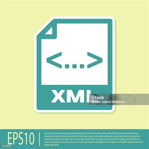 녹색 Xml 파일 문서 아이콘입니다 다운로드 Xml 버튼 아이콘 노란색 배경에 고립 Xml 파일 기호입니다 벡터 일러스트 0명에
