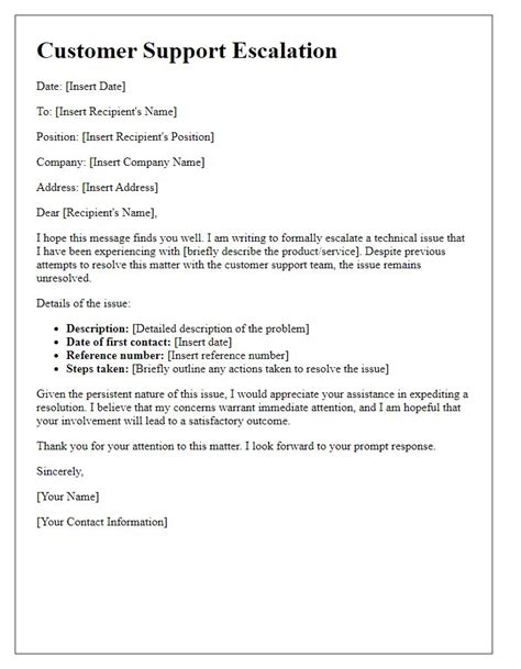 Letter Template For Technical Support Escalation Free Samples In Pdf Letterin