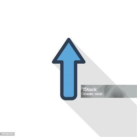 위쪽 화살표 라인 플랫 컬러 아이콘을 얇은 선형 벡터 기호입니다 화려한 긴 그림자 디자인입니다 경관에 대한 스톡 벡터 아트 및