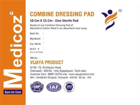 Combine Dressing Pad For Absorb Exudate At ₹ 1475piece In Chennai Id 26792243897