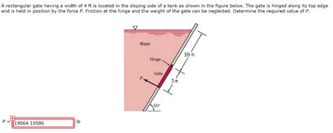 Solved A Rectangular Gate Having A Width Of Ft Is Located Chegg