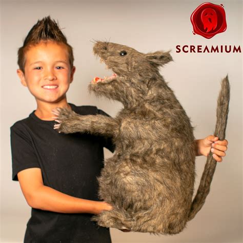 Giant Hairy Rat Prop 2 Foot Tall Halloween Decoration Screamium