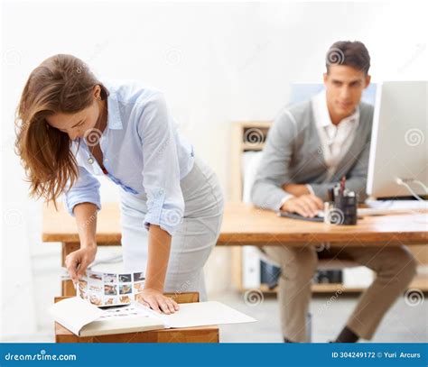 Sexual Harassment Businessman Looking Or Body Of Employee In Office Working With Spying