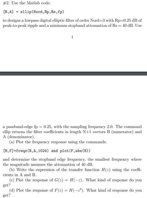 Solved 2 Use The Matlab Code Ba Ellipnord Rp