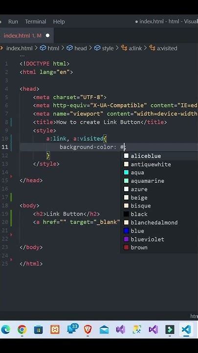 How To Create Link Button By Using Html And Css Html Css Link Button Shorts Youtube