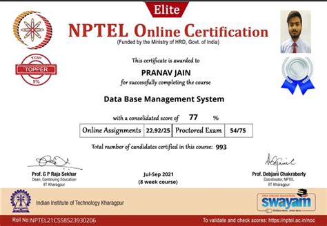 Pranav Jain On Linkedin Database Nptel Dbms