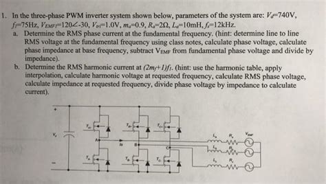 Solved 1 In The Three Phase Pwm Inverter System Shown