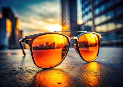 Stylish Orange Lens Sunglasses Capturing Urban Exploration In Stunning