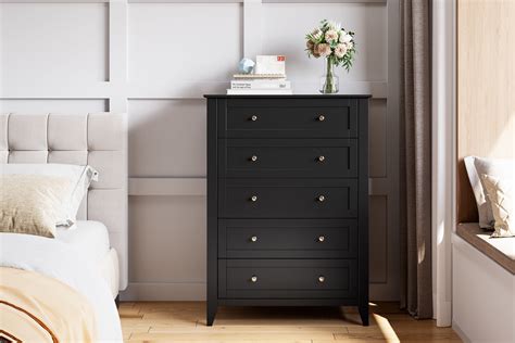 M Optimized 5 Chest Of Drawer Dresser Modern Tall Nightstand With Deep